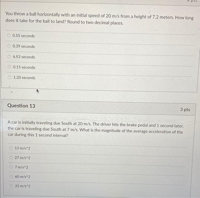Solved You throw a ball horizontally with an initial speed | Chegg.com
