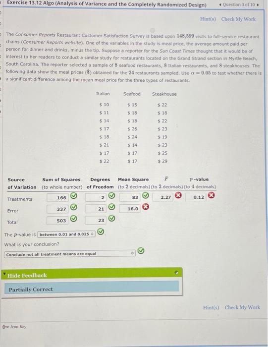 Solved Exercise 13.12 Algo (Analysis of Variance and the | Chegg.com