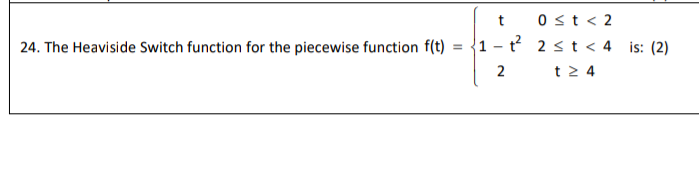 Solved 24. The Heaviside Switch function for the piecewise | Chegg.com