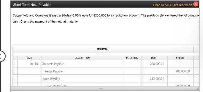 Solved Copperfield and Company issued a 90 -day, 6.00% note | Chegg.com