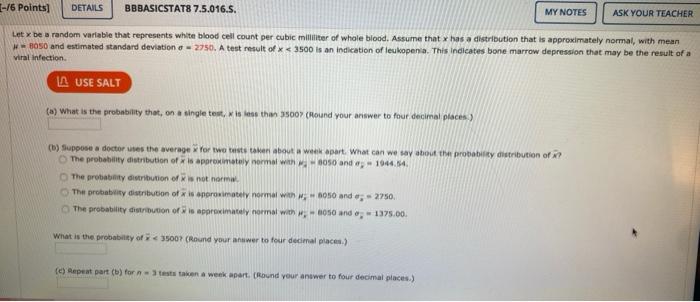 Solved 1-76 Points) DETAILS BBBASICSTAT8 7.5.016.S. MY NOTES | Chegg.com Solved 1-76 Points) DETAILS BBBASICSTAT8 7.5.016.S. MY NOTES | Chegg.com