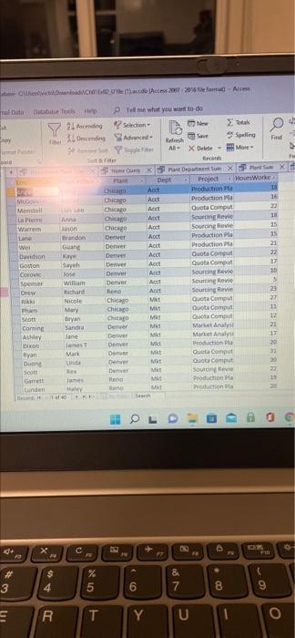 AE1-2: The database in the Microsoft Access file | Chegg.com