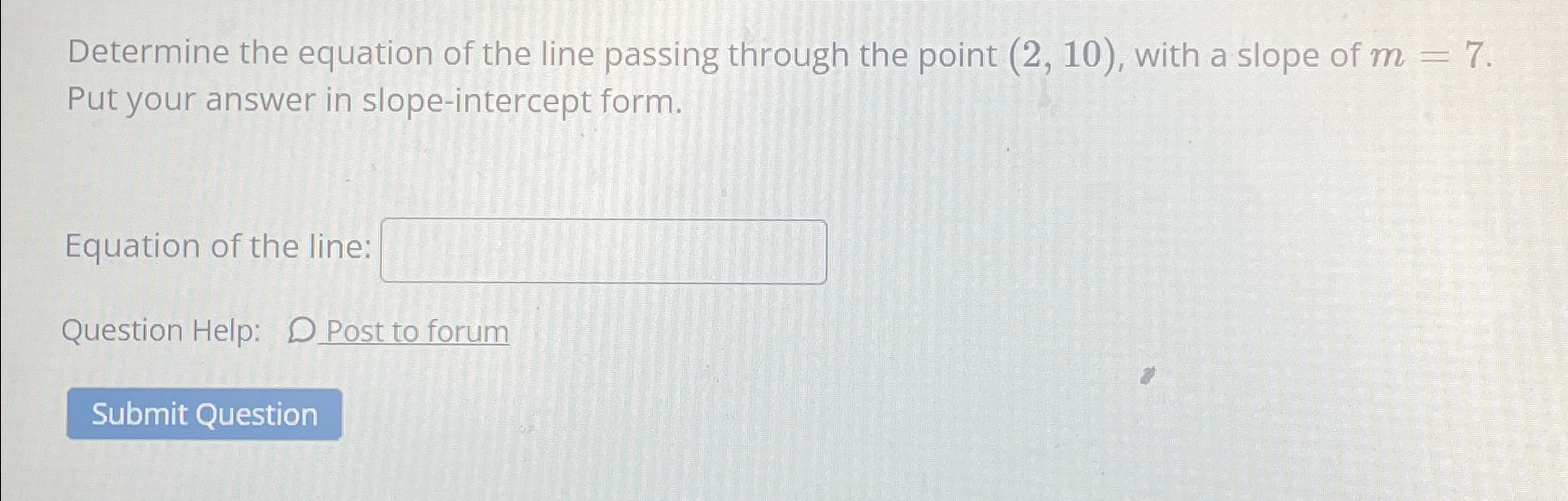 Solved Determine the equation of the line passing through | Chegg.com