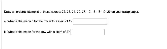 Solved Draw an ordered stemplot of these scores: | Chegg.com