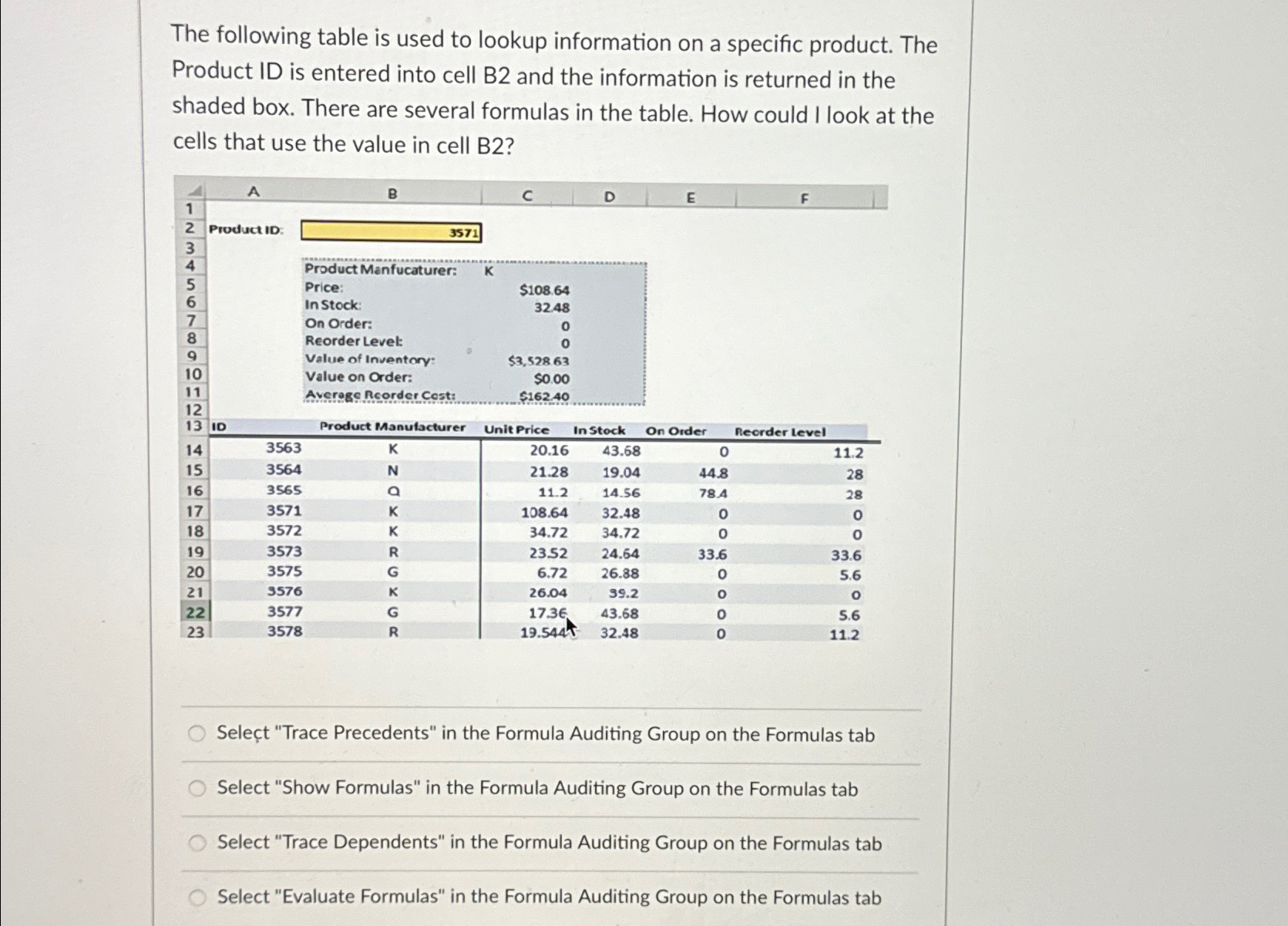 Solved The following table is used to lookup information on | Chegg.com