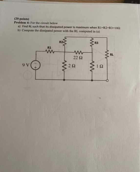 Solved (20 points) Problem 4: For the circuit below a) Find | Chegg.com
