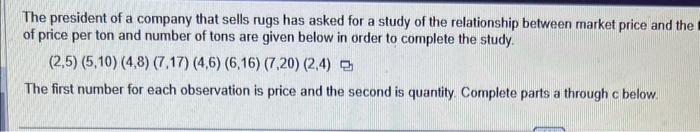 Solved b.) determine the regression coefficients, b0 and b1. | Chegg.com