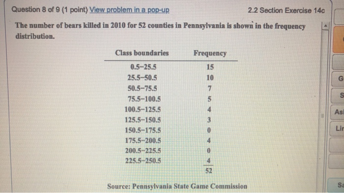 Solved Question 8 of 9 (1 point) View problem in a pop-up | Chegg.com