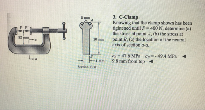 Solved 3. C-Clamp Knowing that the clamp shown has been | Chegg.com