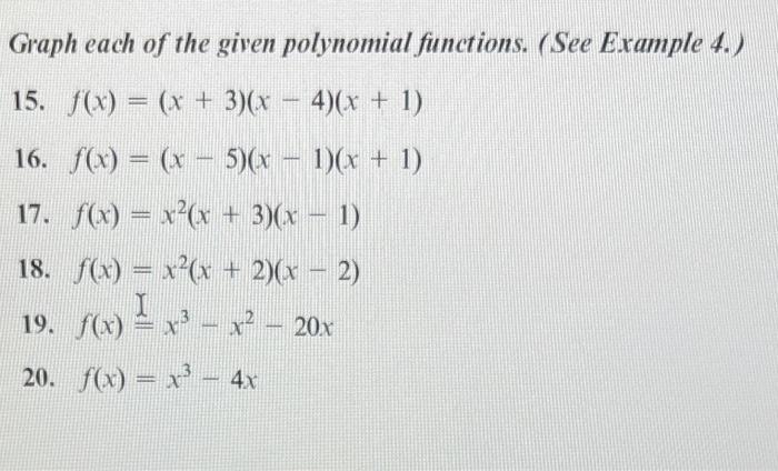 Solved Graph each of the given polynomial functions. (See | Chegg.com