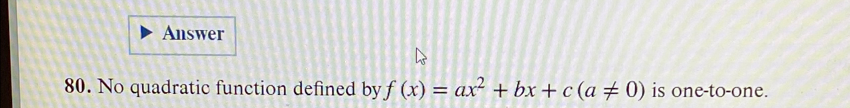 Solved True or false: No quadratic function defined by )≠(0 | Chegg.com