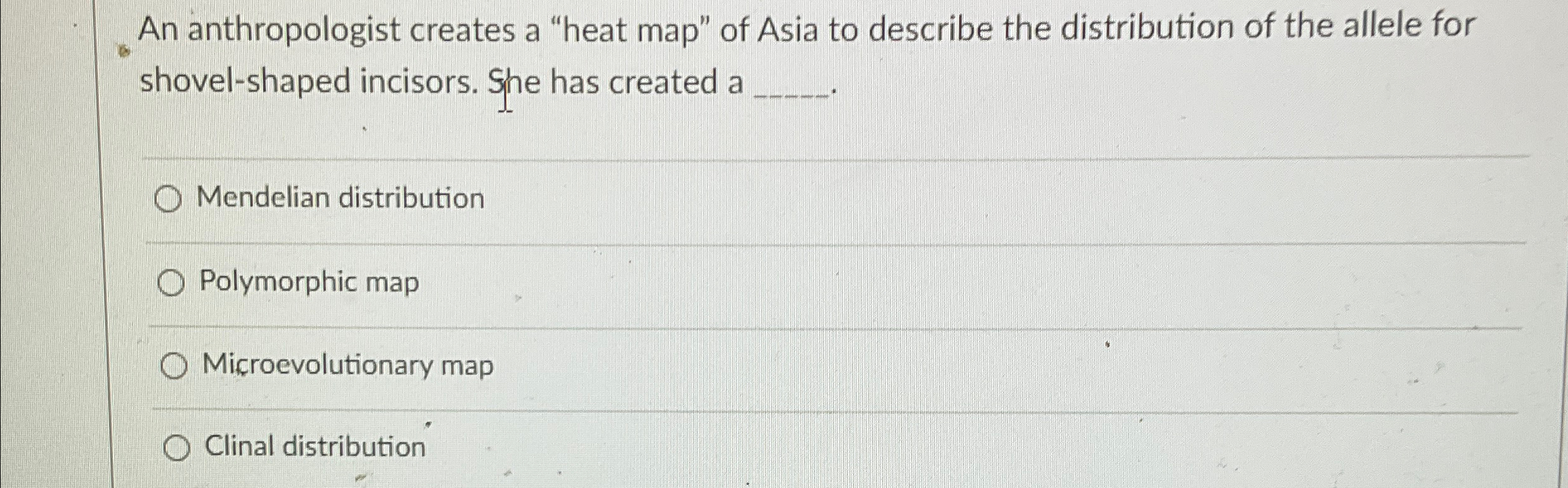 Solved An anthropologist creates a "heat map" of Asia to | Chegg.com
