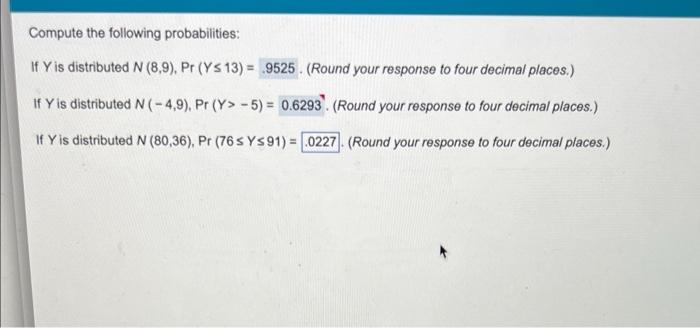 Solved Compute the following probabilities: If Y is | Chegg.com