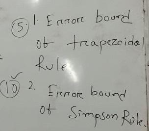 Solved (5.) Error bound of frapezoidal Rule (10) 2. Error | Chegg.com