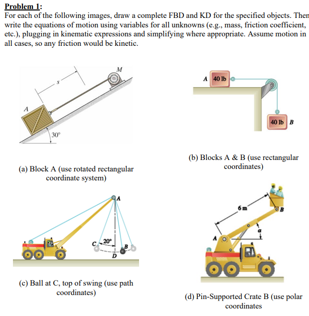 Solved Please draw the FBD and KD. ﻿For each of the | Chegg.com
