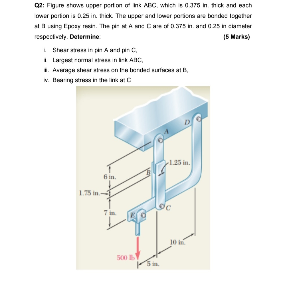 Solved Figure shows upper portion of link ABC, which is | Chegg.com