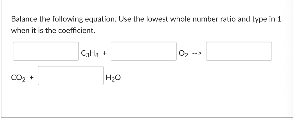 Solved Balance the following equation. Use the lowest whole | Chegg.com