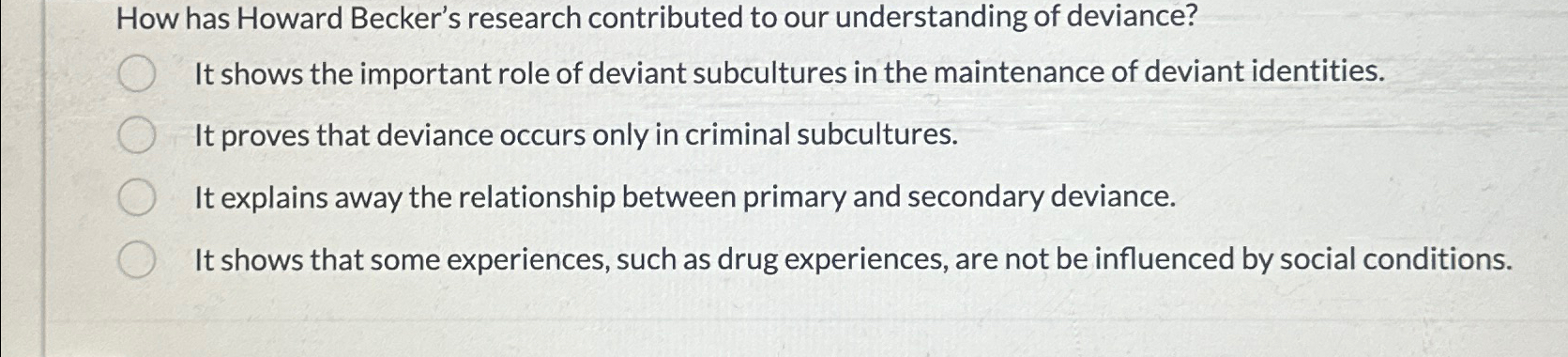 Solved How has Howard Becker's research contributed to our | Chegg.com
