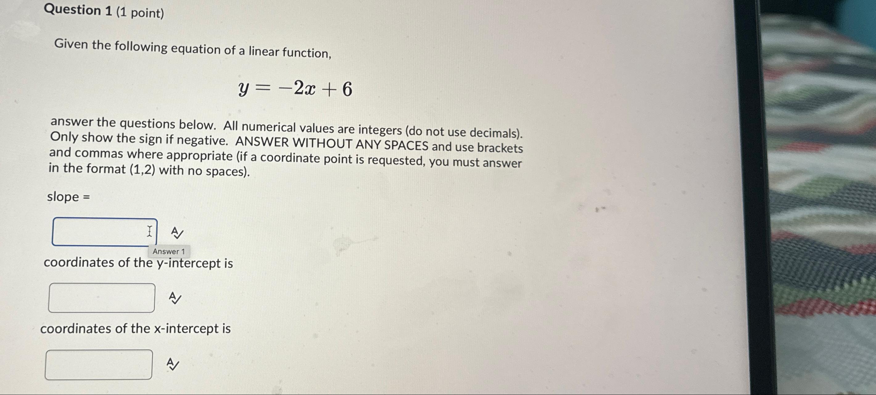 Solved Question 1 (1 ﻿point)Given the following equation of | Chegg.com