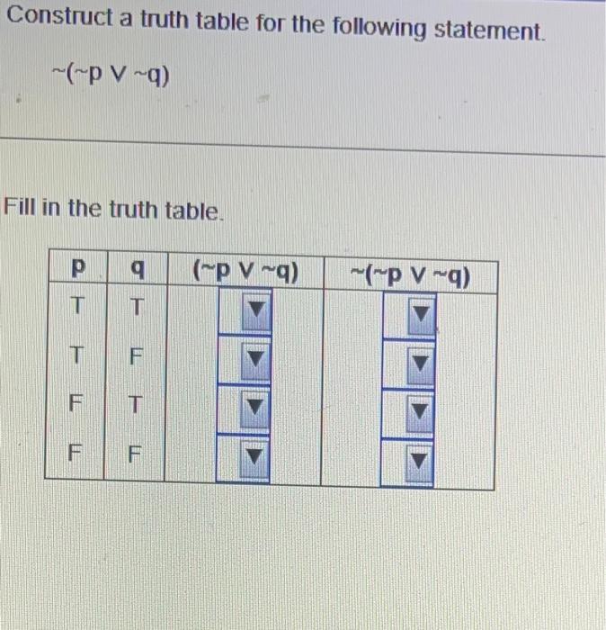 Solved Construct a truth table for the following statement. | Chegg.com