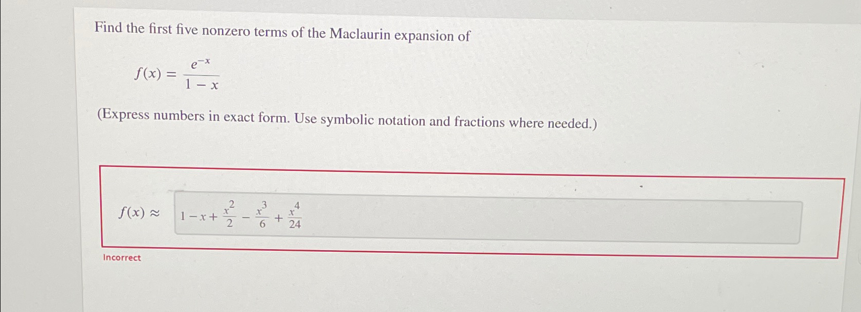 Solved Find the first five nonzero terms of the Maclaurin | Chegg.com