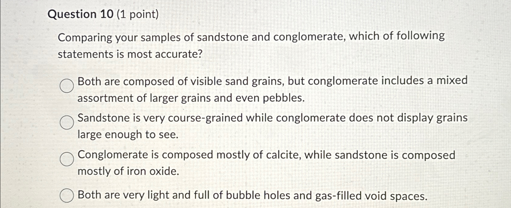 Solved Question 10 (1 ﻿point)Comparing your samples of | Chegg.com