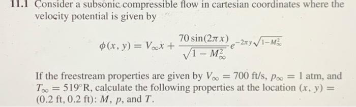 Solved 1.1 Consider a subsonic compressible flow in | Chegg.com