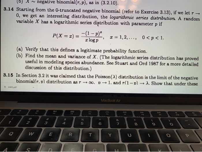 Solved (b) negative binomial(T, P), as in (3.2.10). 3.14 | Chegg.com