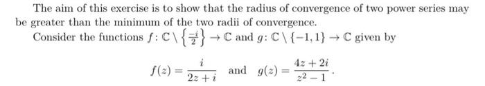 Solved The aim of this exercise is to show that the radius | Chegg.com