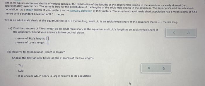 Solved The local aquarium houses sharks of various species. | Chegg.com Solved The local aquarium houses sharks of various species. | Chegg.com