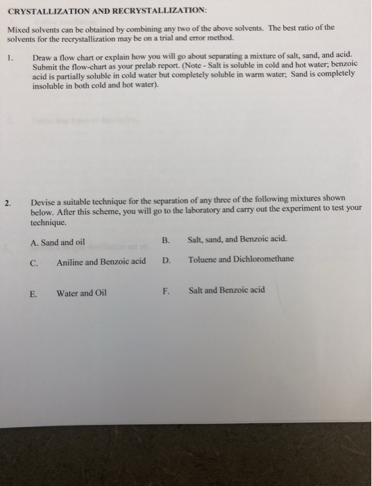 Solved CRYSTALLIZATION AND RECRYSTALLIZATION: Mixed solvents | Chegg.com