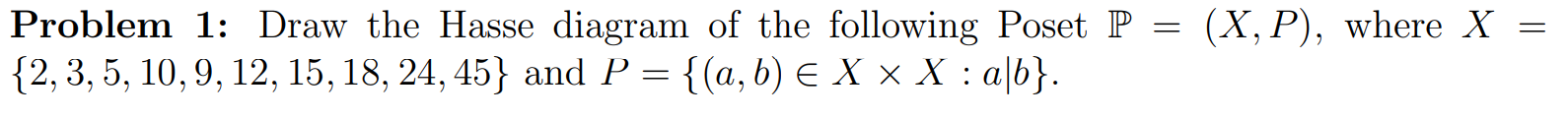 Solved Problem 1: Draw the Hasse diagram of the following | Chegg.com
