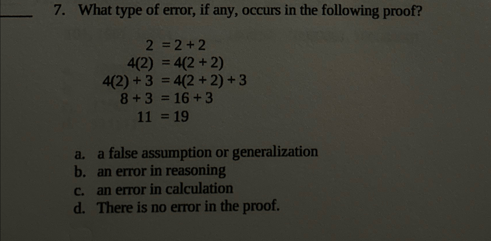 Solved What type of error, if any, occurs in the following | Chegg.com