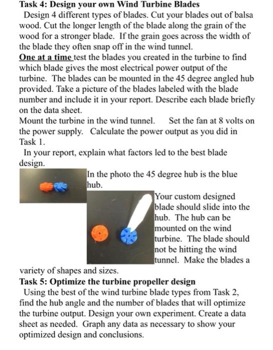 Task 4: Design your own Wind Turbine Blades Design 4 | Chegg.com