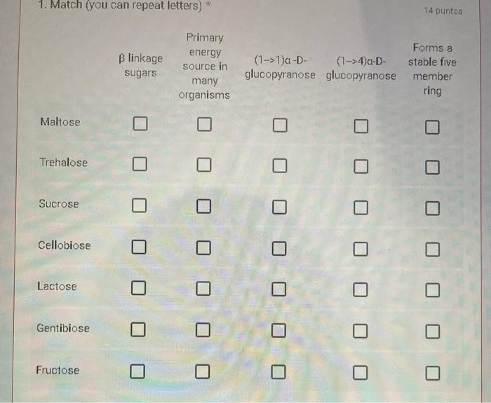 Solved 1. Match (you can repeat letters) * | Chegg.com