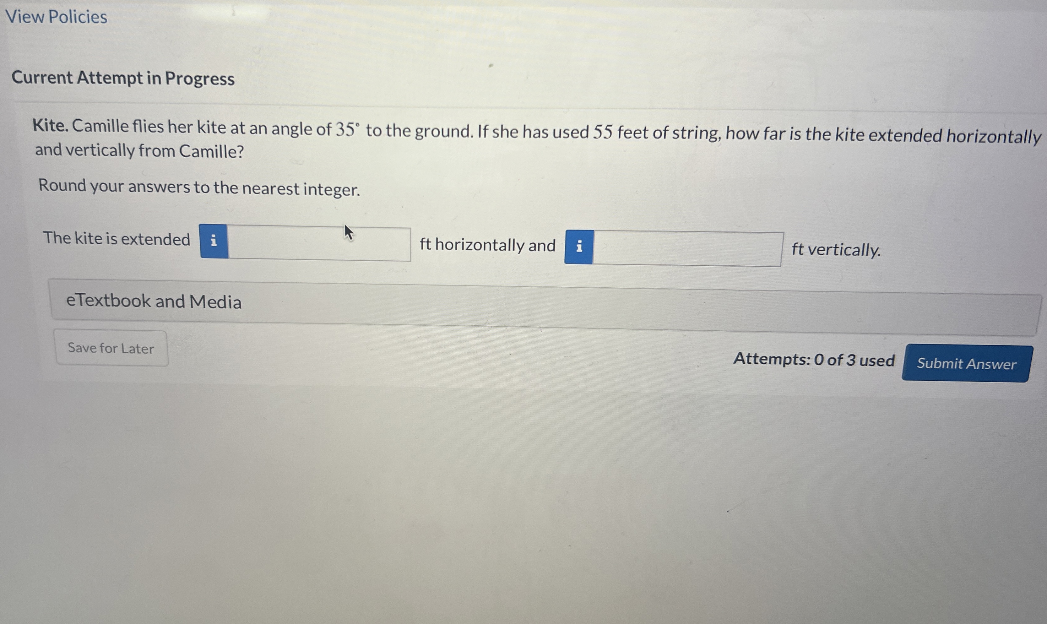 Solved Kite. Camille flies her kite at an angle of 35° ﻿to | Chegg.com
