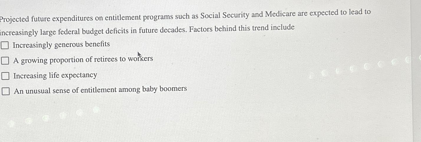 Solved Projected future expenditures on entitlement programs | Chegg.com