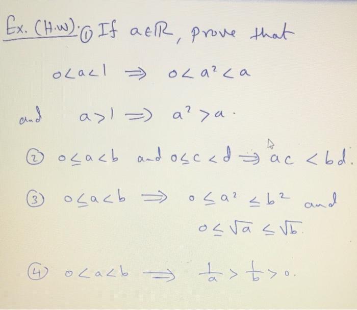 Solved Ex. (H.w). (1) If a∈R, prove that 0 | Chegg.com