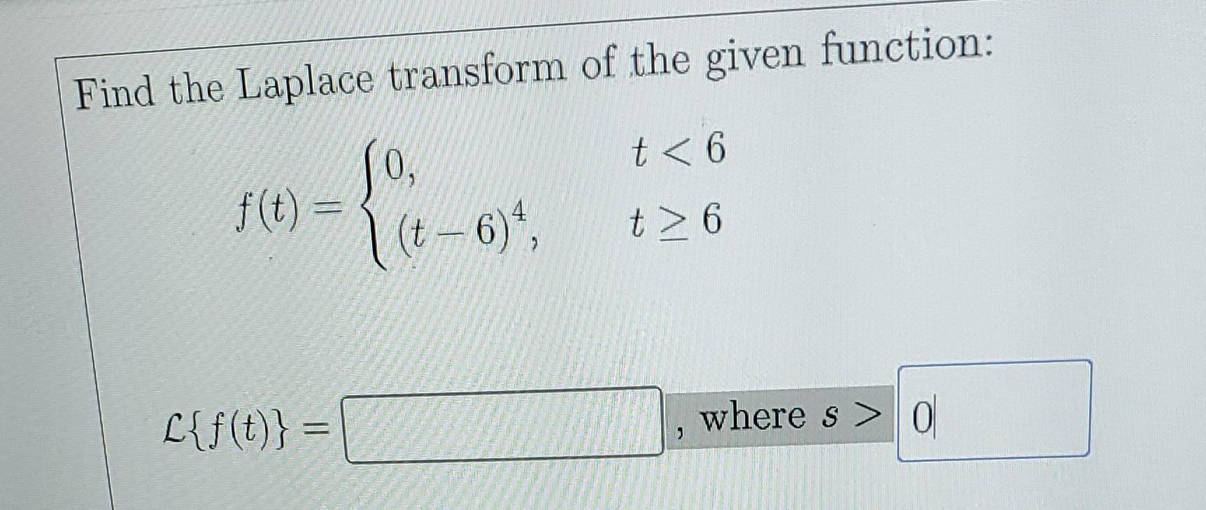 Solved Find the Laplace transform of the given function: | Chegg.com