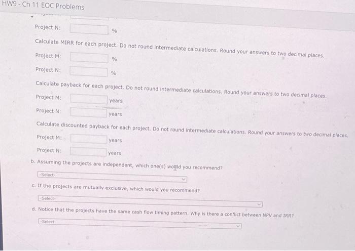 Solved 7. Problem 11.07 (Capital Budgeting Criteria) A firm | Chegg.com