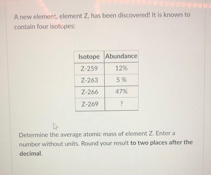 Solved wo A new element, element Z, has been discovered! It | Chegg.com