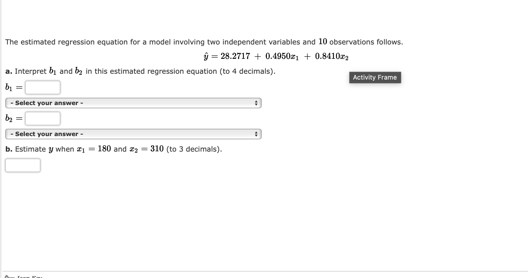 Solved The estimated regression equation for a model | Chegg.com