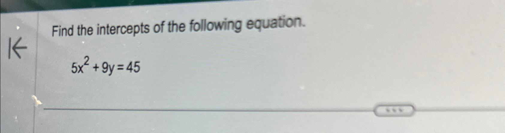 Solved Find the intercepts of the following | Chegg.com