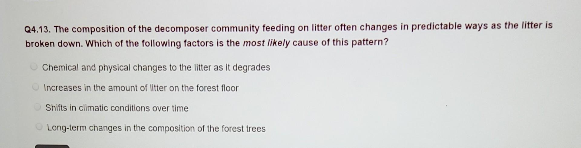 Solved Q4.13. The composition of the decomposer community | Chegg.com