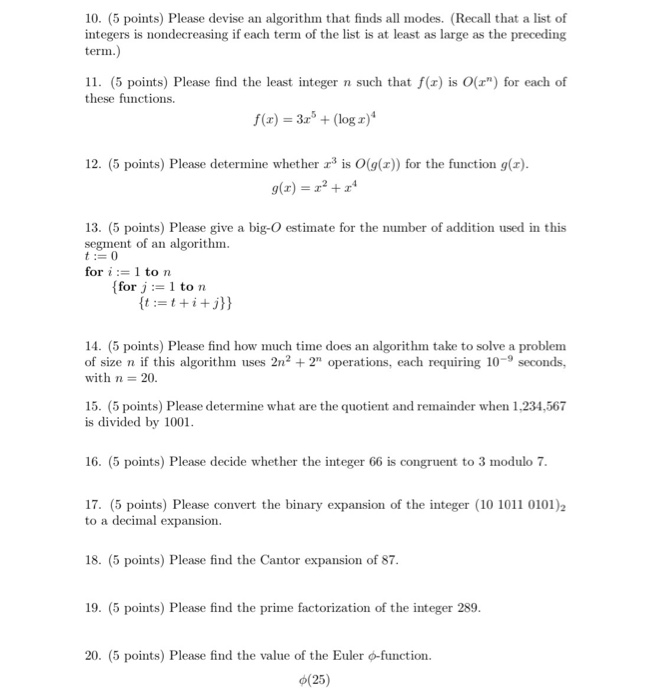 Solved 10. (5 points) Please devise an algorithm that finds | Chegg.com