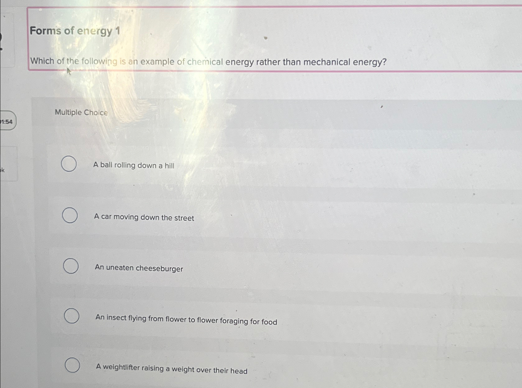 Solved Forms of energy 1Which of the following is an example | Chegg.com