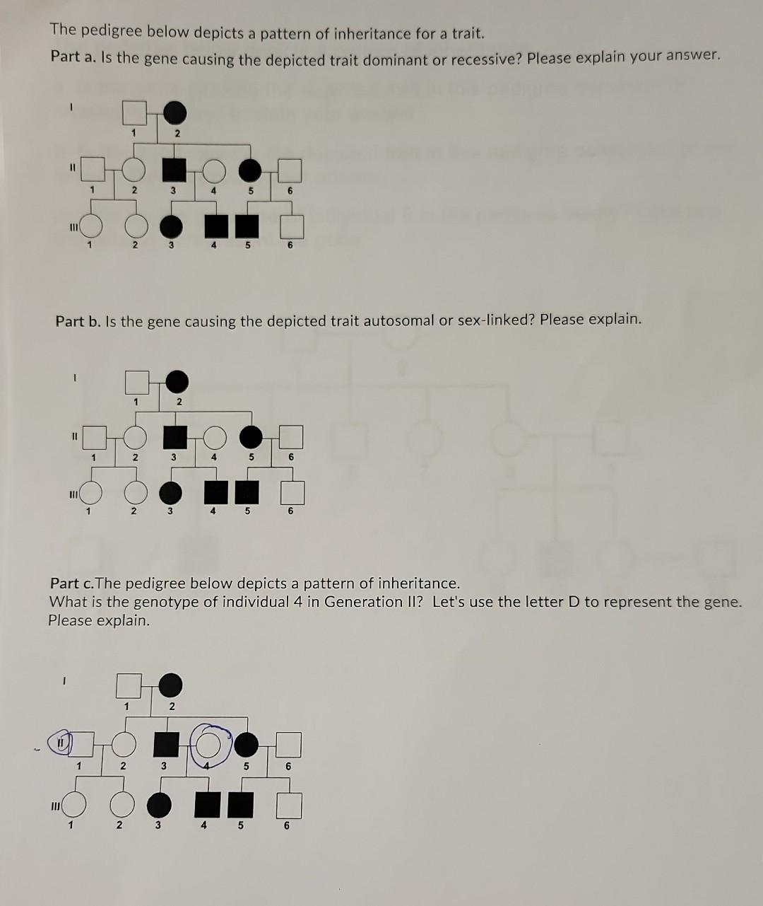 Solved The pedigree below depicts a pattern of inheritance | Chegg.com
