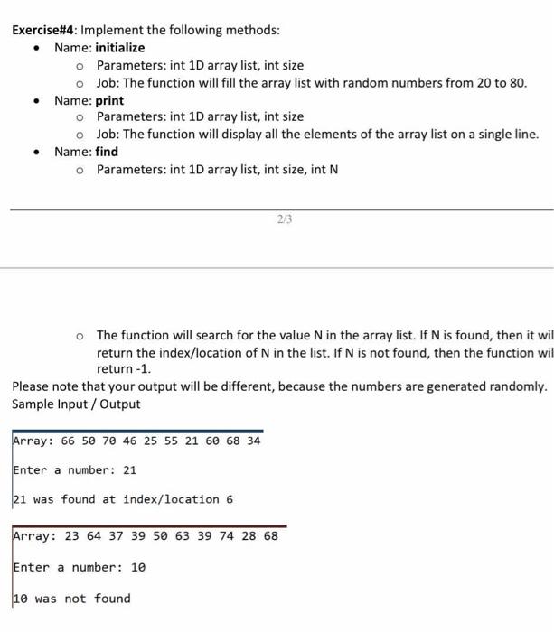 Solved Exercise#4: Implement the following methods: • Name: | Chegg.com