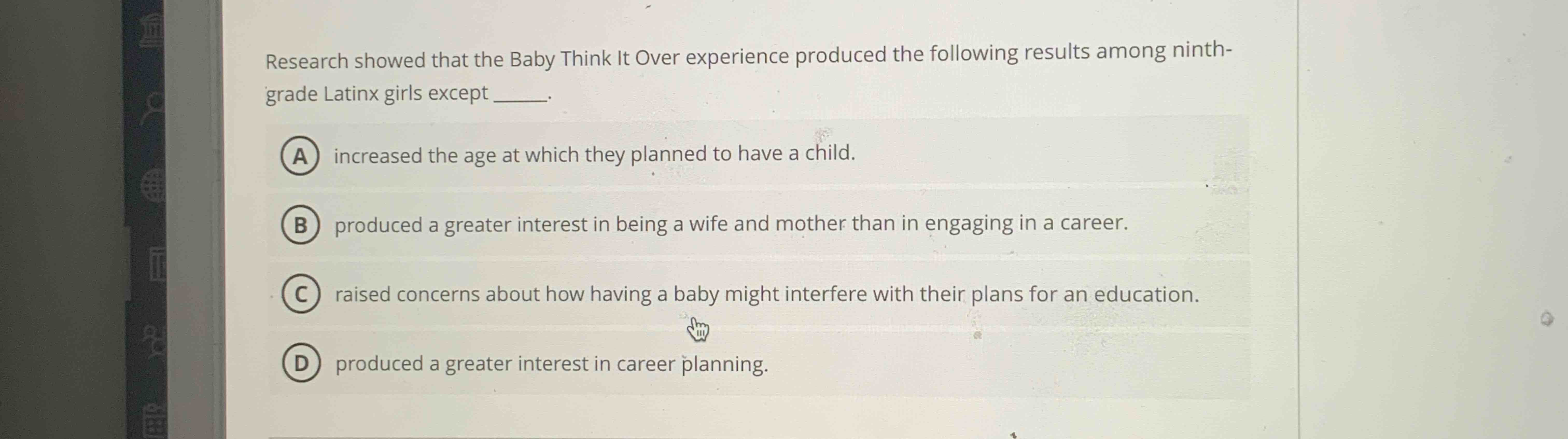 Solved Research showed that the Baby Think It Over | Chegg.com