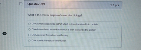Solved Question 331.5 ﻿ptsWhat is the central dogma of | Chegg.com
